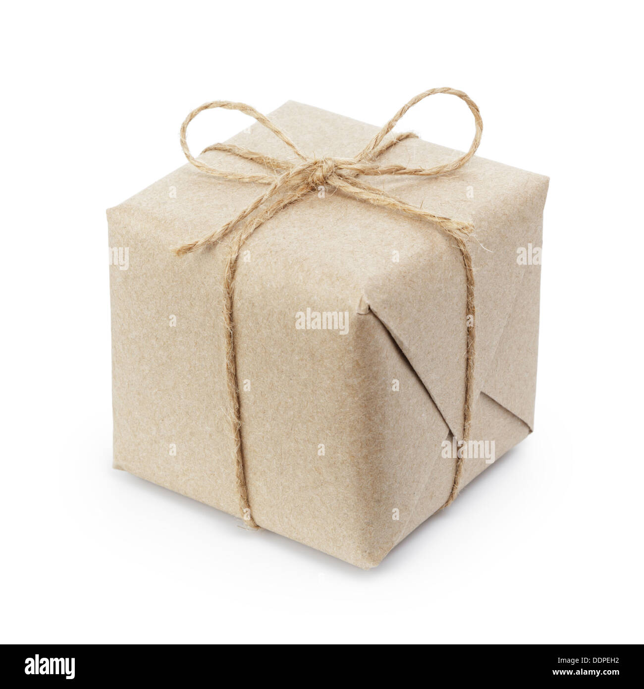 small cube box with string bow, isolated on white Stock Photo - Alamy