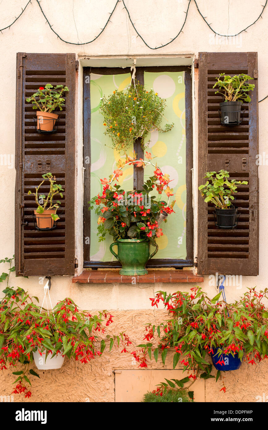 Window pots filled with plants at a home in Antibes, france Stock Photo ...