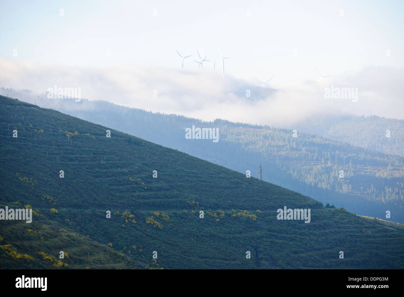 Sao Goncalo Valley,Wind Turbine array on the Hills poking through the ...