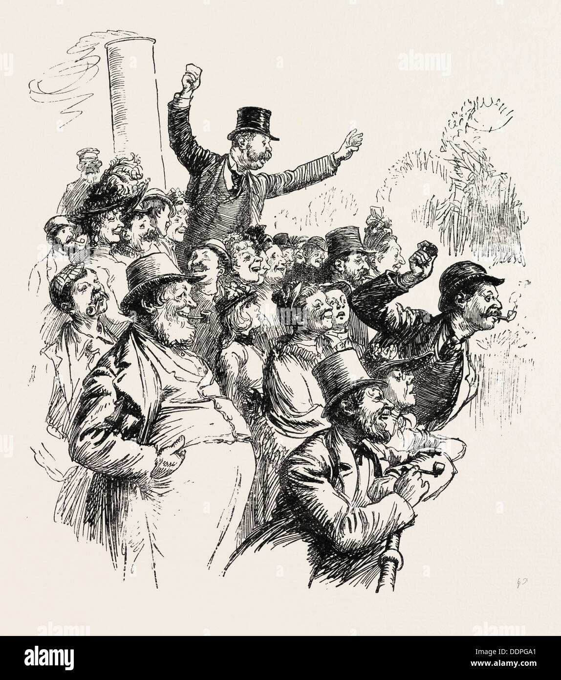 THROWING PENNIES FROM THE STEAMER, engraving 1890 Stock Photo - Alamy