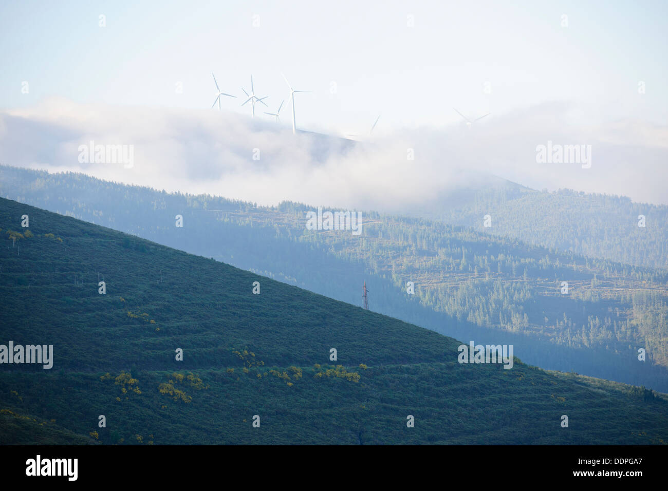Sao Goncalo Valley,Wind Turbine array on the Hills poking through the ...