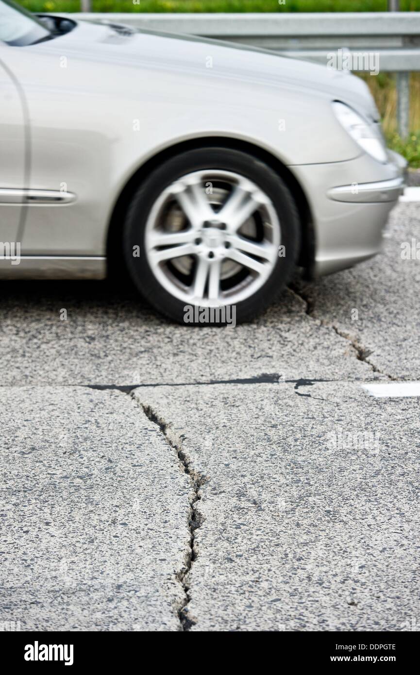 Large cracks tear through the concrete surface of Autobahn 11 heading ...