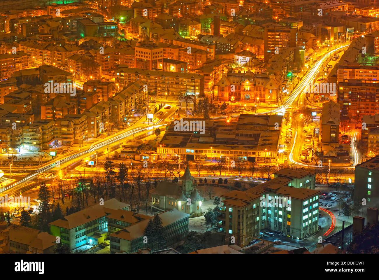 Night scene with buildings and lights Stock Photo - Alamy