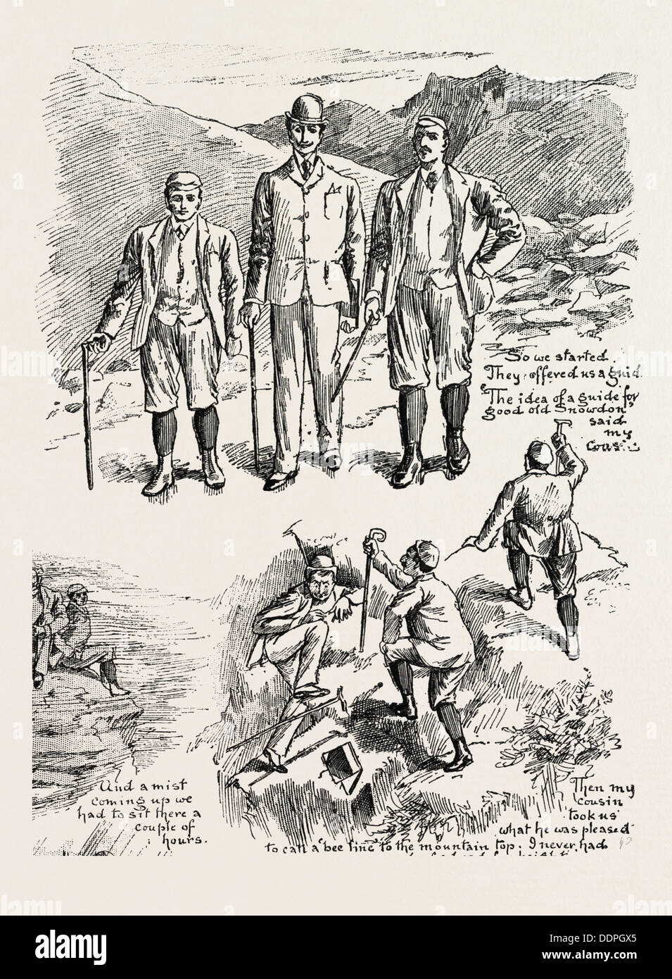 AN ASCENT OF SNOWDON, engraving 1890, UK, U.K., Britain, British ...