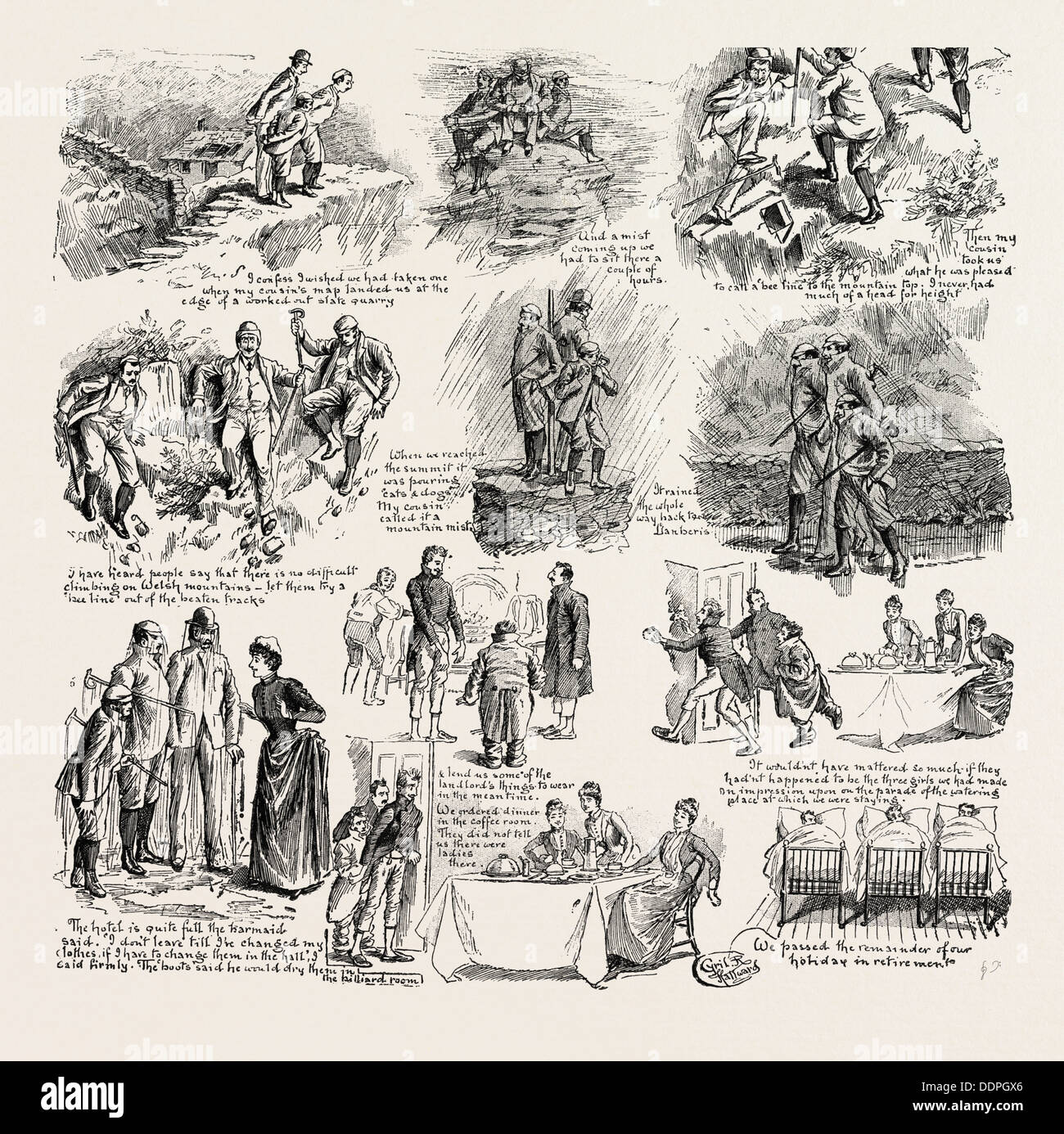AN ASCENT OF SNOWDON, engraving 1890, UK, U.K., Britain, British ...