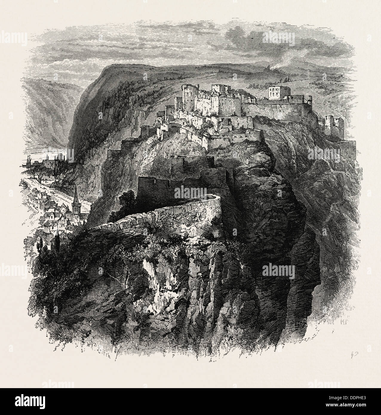 The Castle of Rheinfels, the Rhine, Germany, 19th century engraving ...