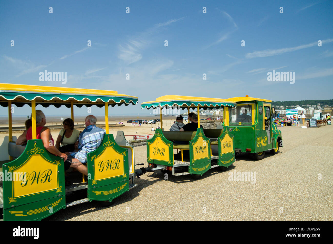 Land Train on Promenade, Weston Super Mare, Somerset, England Stock ...