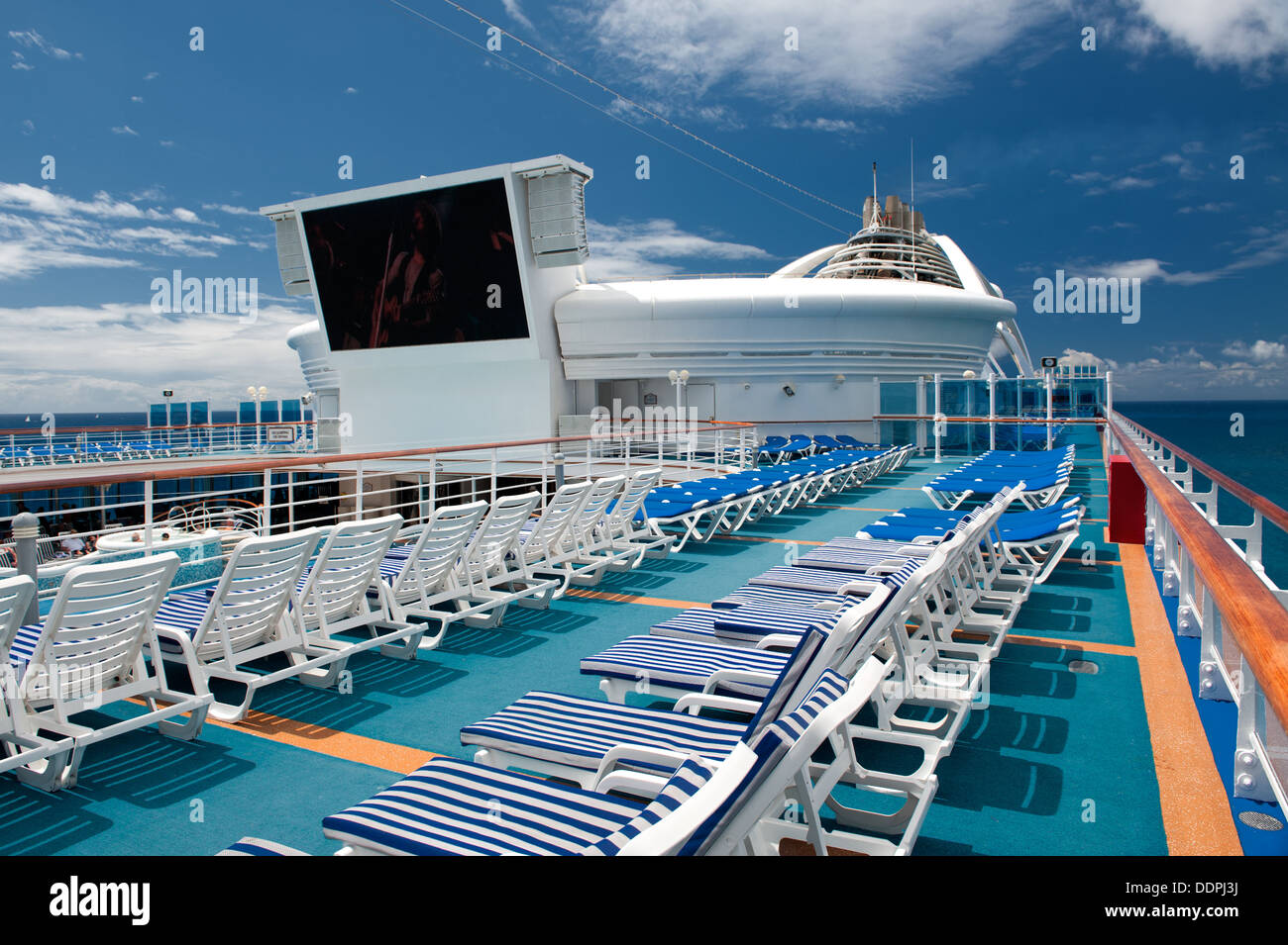 Sunbathing Deck on a Cruise Ship at Sea Stock Photo - Alamy