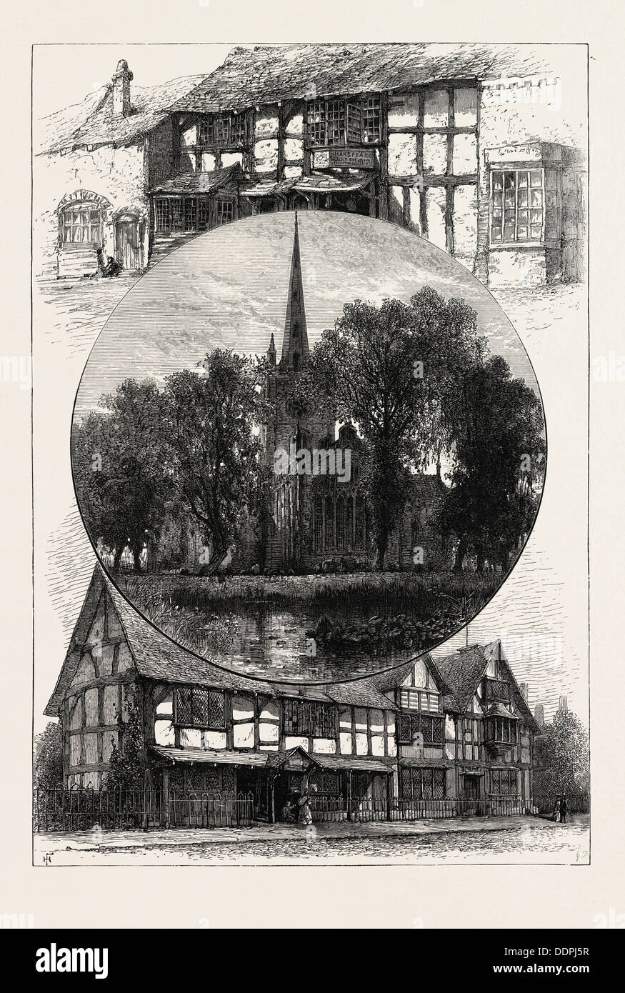 STRATFORD CHURCH, AND SHAKESPEARE'S HOUSE, AS IT WAS AND AS IT IS, UK ...