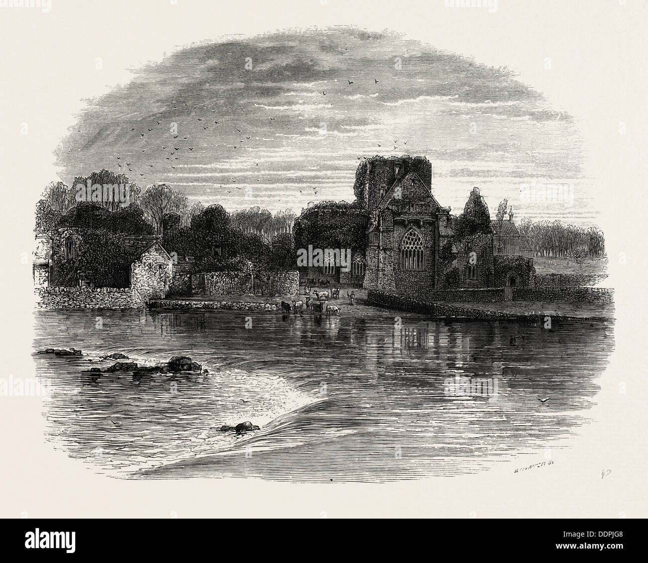 Holy Cross Abbey, Ireland, Irish, Eire, 19th century engraving Stock ...