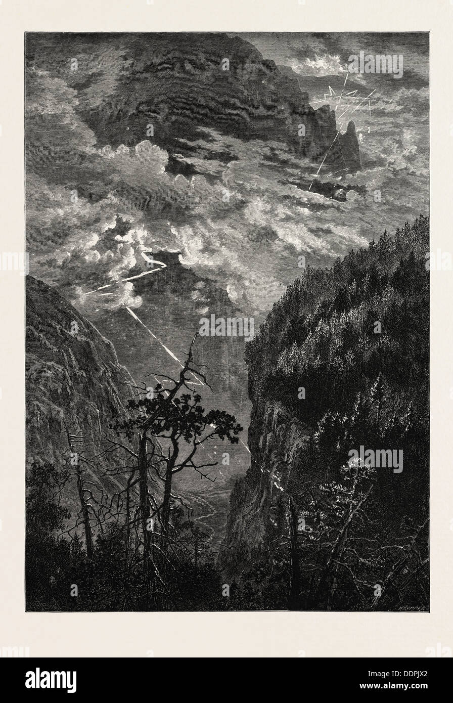 CLIFFS OF THE JUNGFRAU, Switzerland, 19th century engraving Stock Photo ...