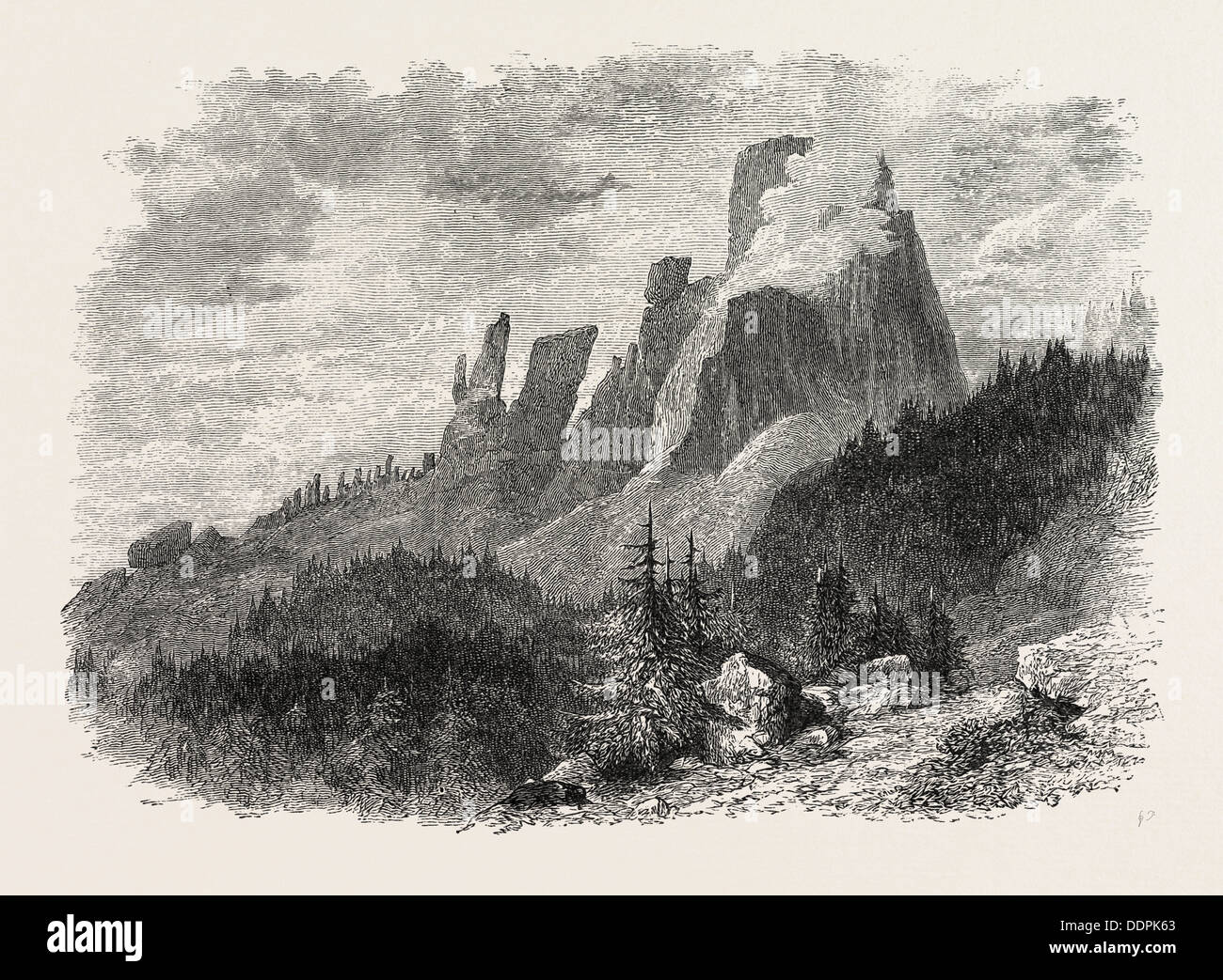 Torre d' Averan, Dolomites, Italy, 19th century engraving Stock Photo ...