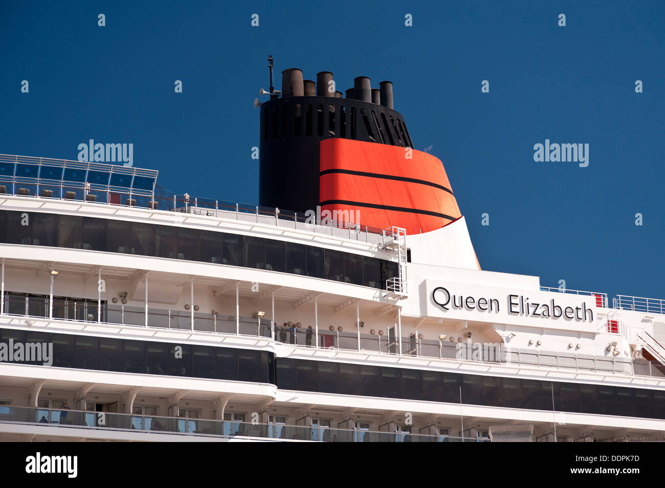 Cruiser Queen Elizabeth in Port of Kiel, Germany, 24.07.12 Stock Photo ...