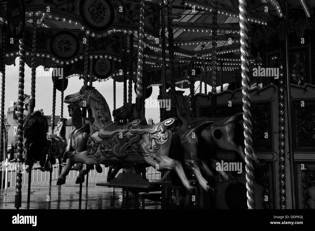 Carousel Horse in Black and White Stock Photo - Alamy
