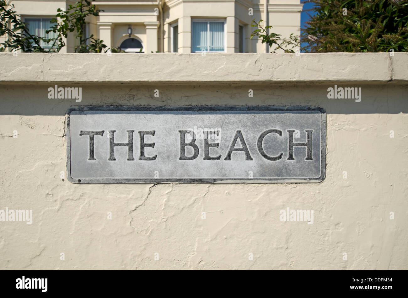 the beach road sign walmer kent Stock Photo - Alamy