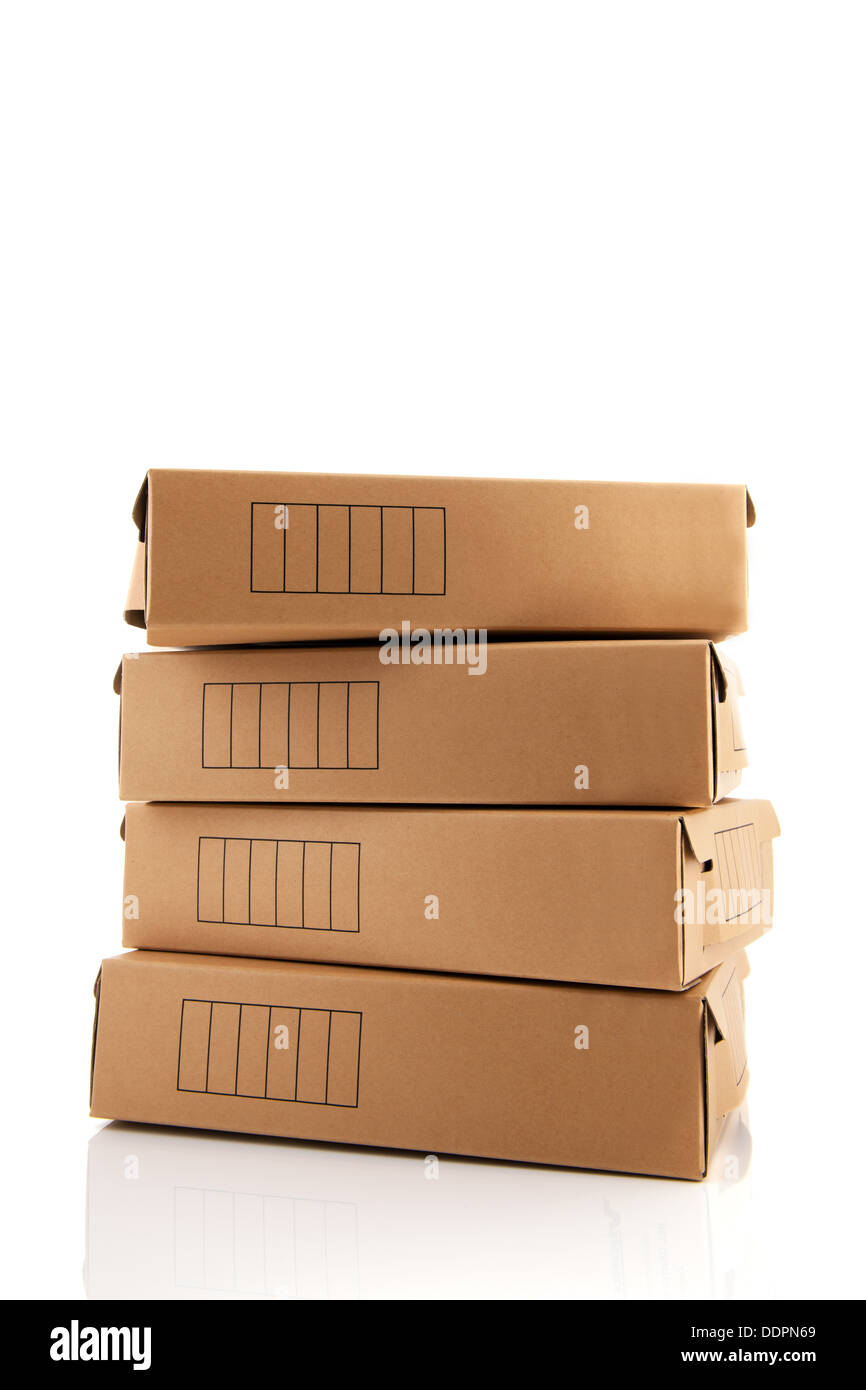 Carton archive boxes isolated over white background Stock Photo - Alamy