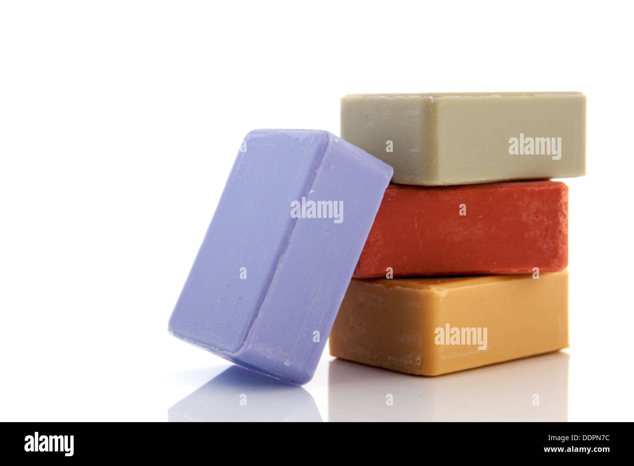Colorful soap bars isolated over white background Stock Photo - Alamy