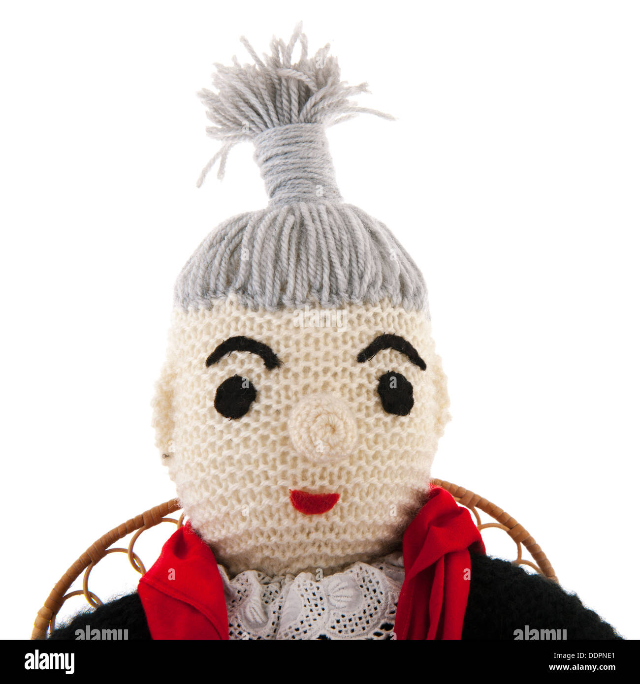 hand knitted grandma sitting on chair Stock Photo - Alamy