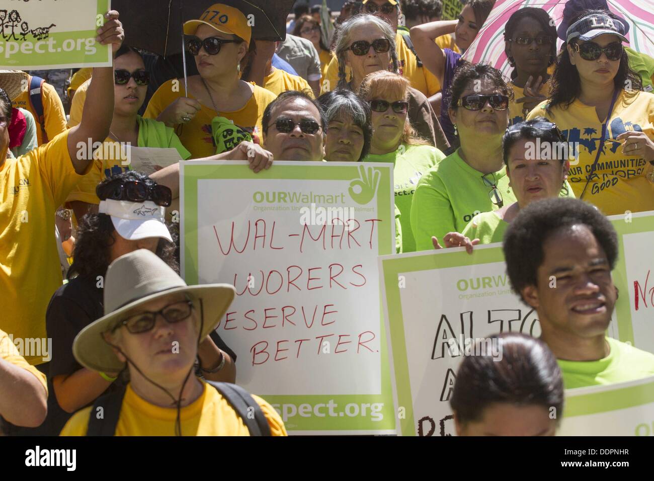 Los Angeles, USA. 5th Sep, 2013. Walmart workers and supporters take ...