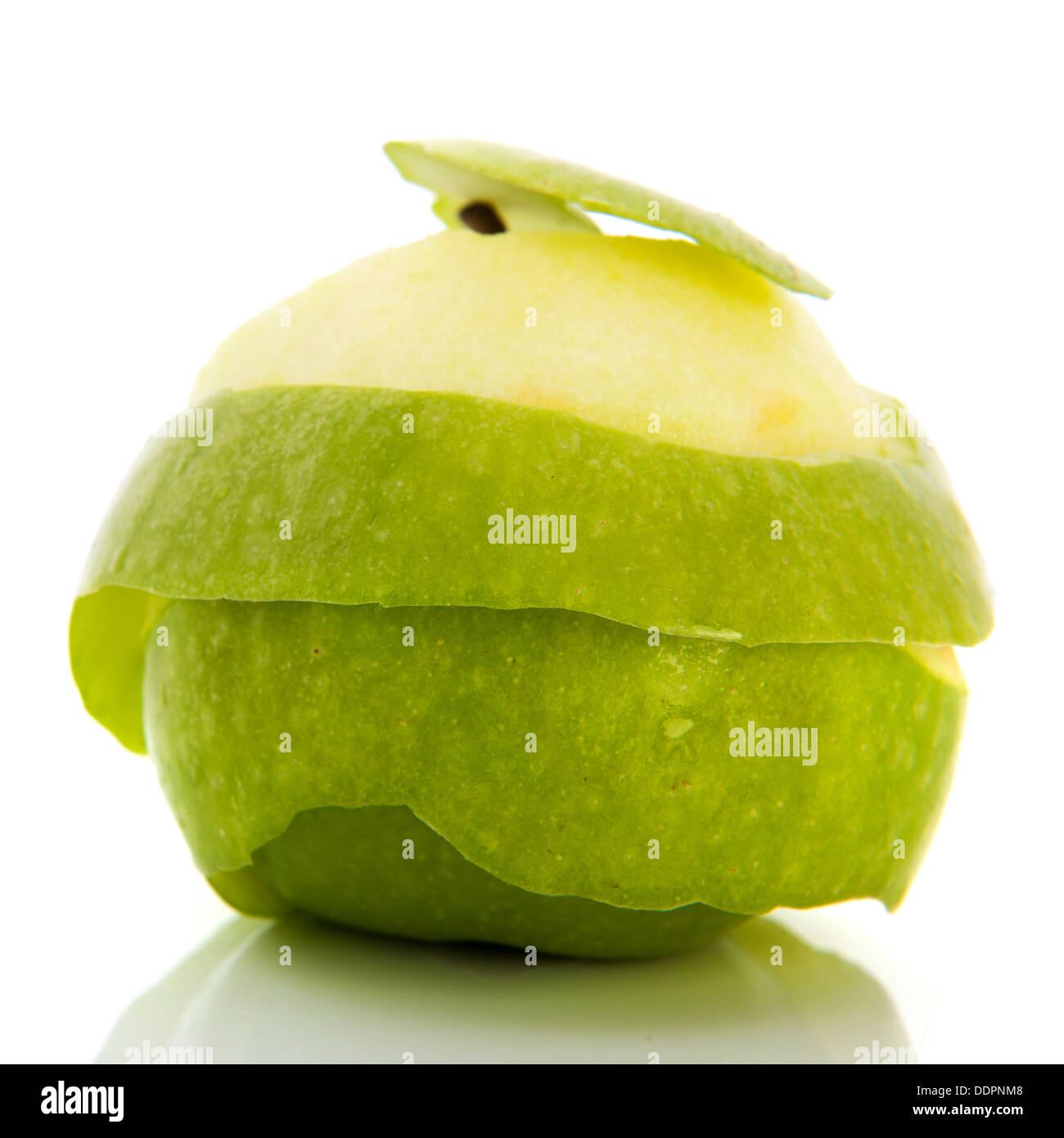 Apple peeling with peel isolated over white background Stock Photo - Alamy