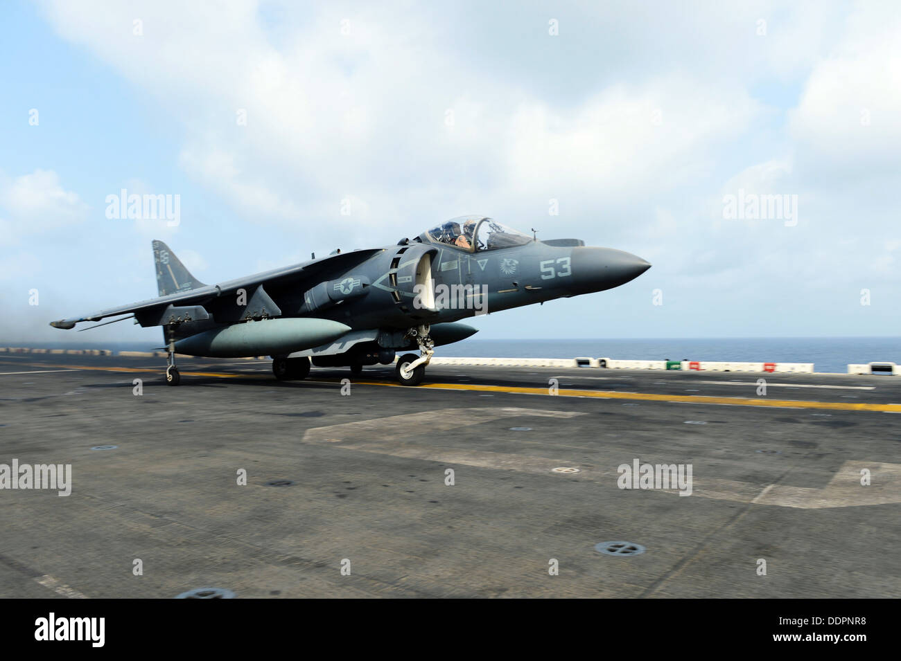 AV-8B Harrier from Marine Medium Tiltrotor Squadron (VMM) 266 (Rein ...
