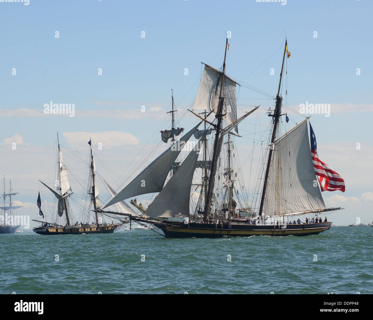 The U.S. Brig Niagara, homeported in Erie, Penn., and the schooner ...