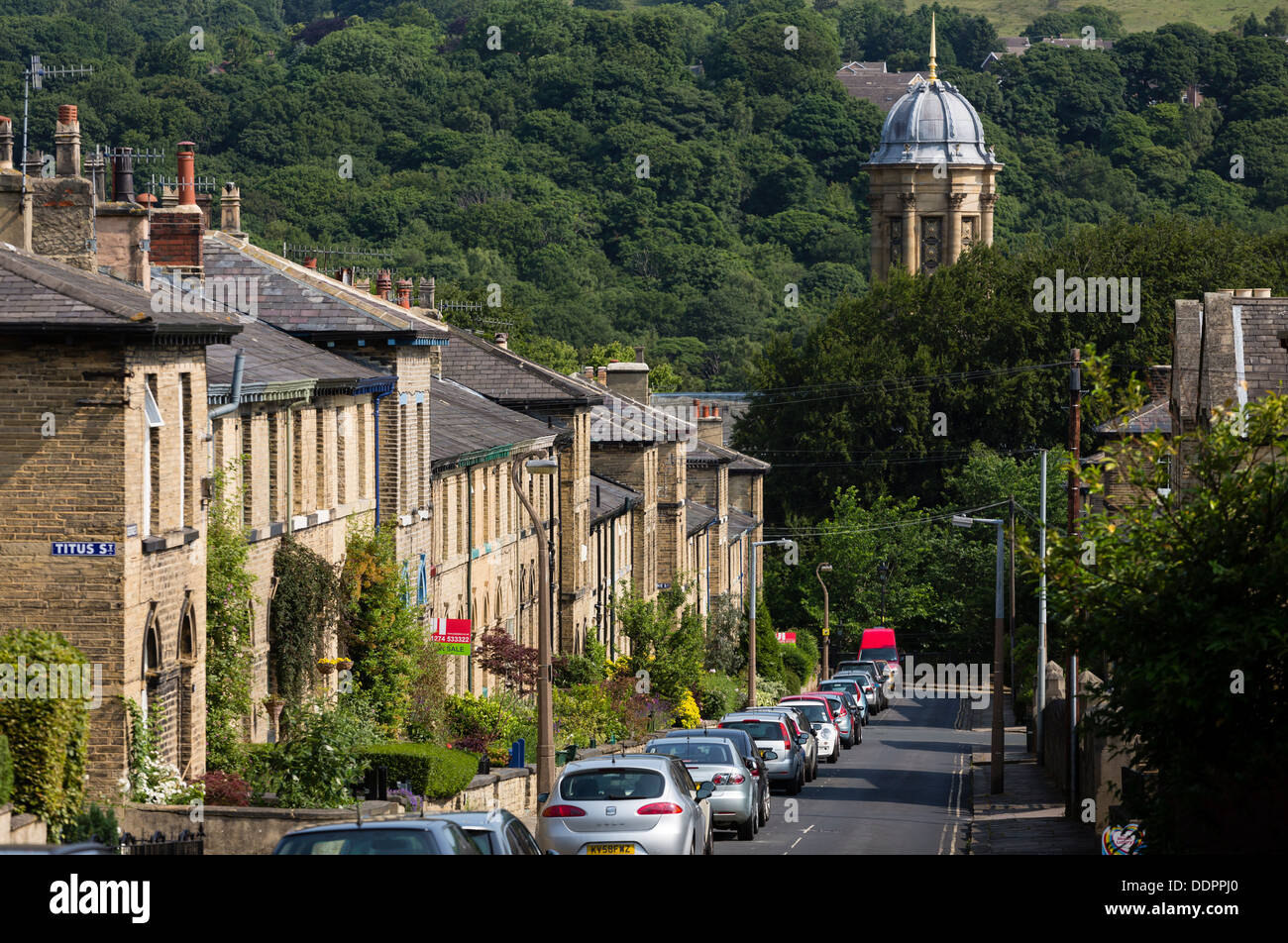 The World aHeritage Site of Saltaire near Bradford. Looking down George ...