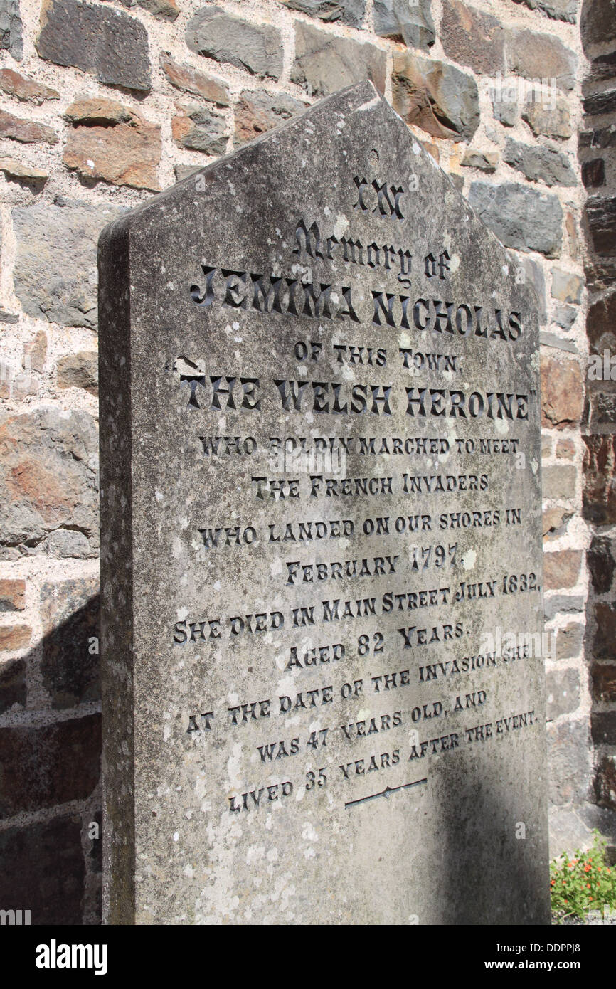 Jemima Nicholas memorial, St Mary's church graveyard, Fishguard ...