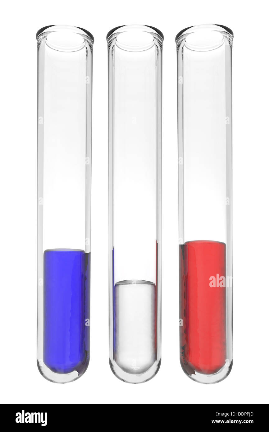 three test tubes with liquid in french national colors Stock Photo - Alamy