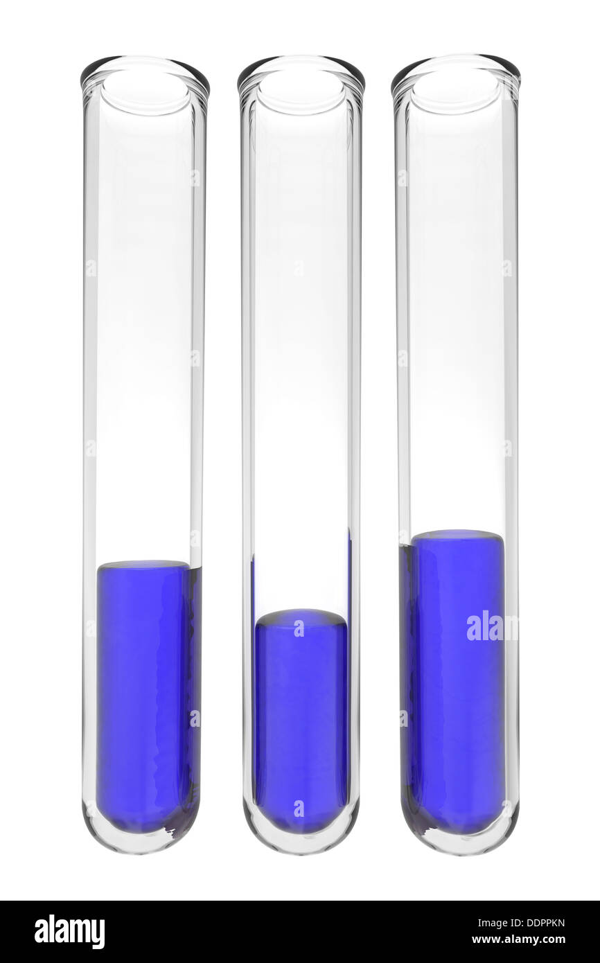 three test tubes with vivid blue liquid inside Stock Photo - Alamy