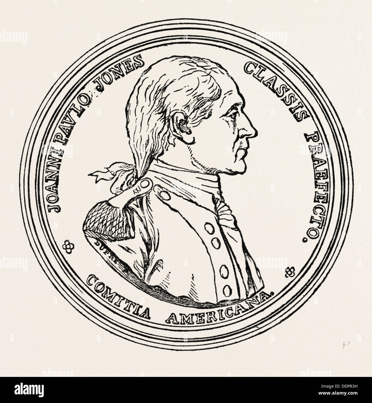 MEDAL STRUCK IN HONOUR OF PAUL JONES, 1870s engraving Stock Photo - Alamy