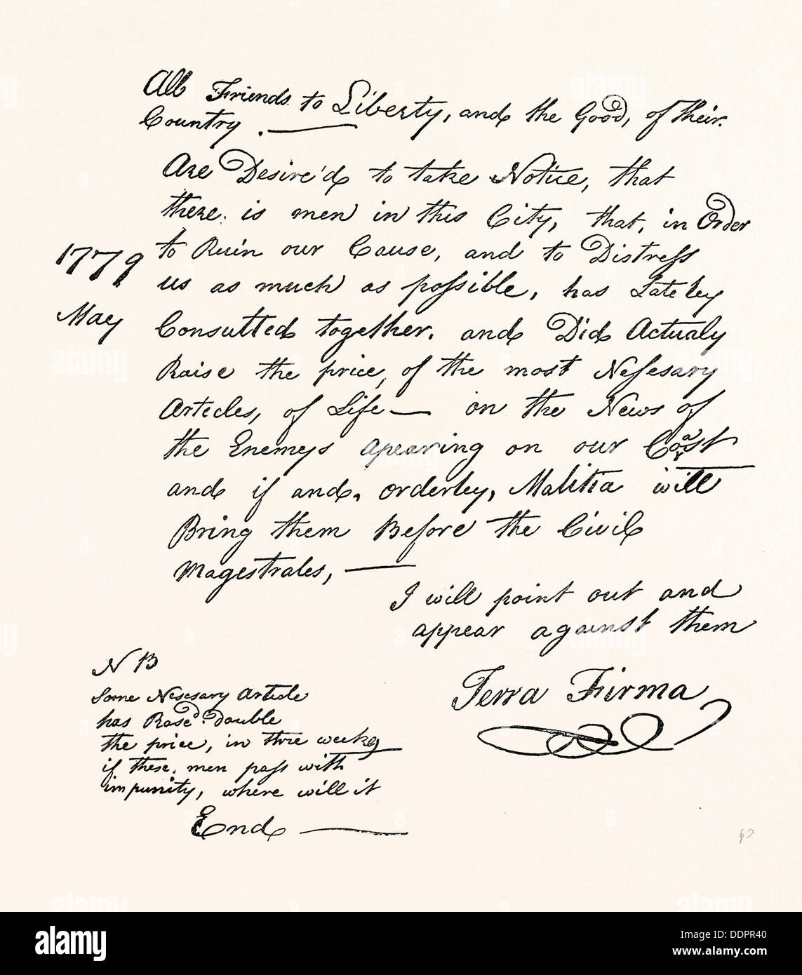 FACSIMILE OF A DECLARATION ABOUT THE SCARCITY OF FOOD; AMERICAN ...