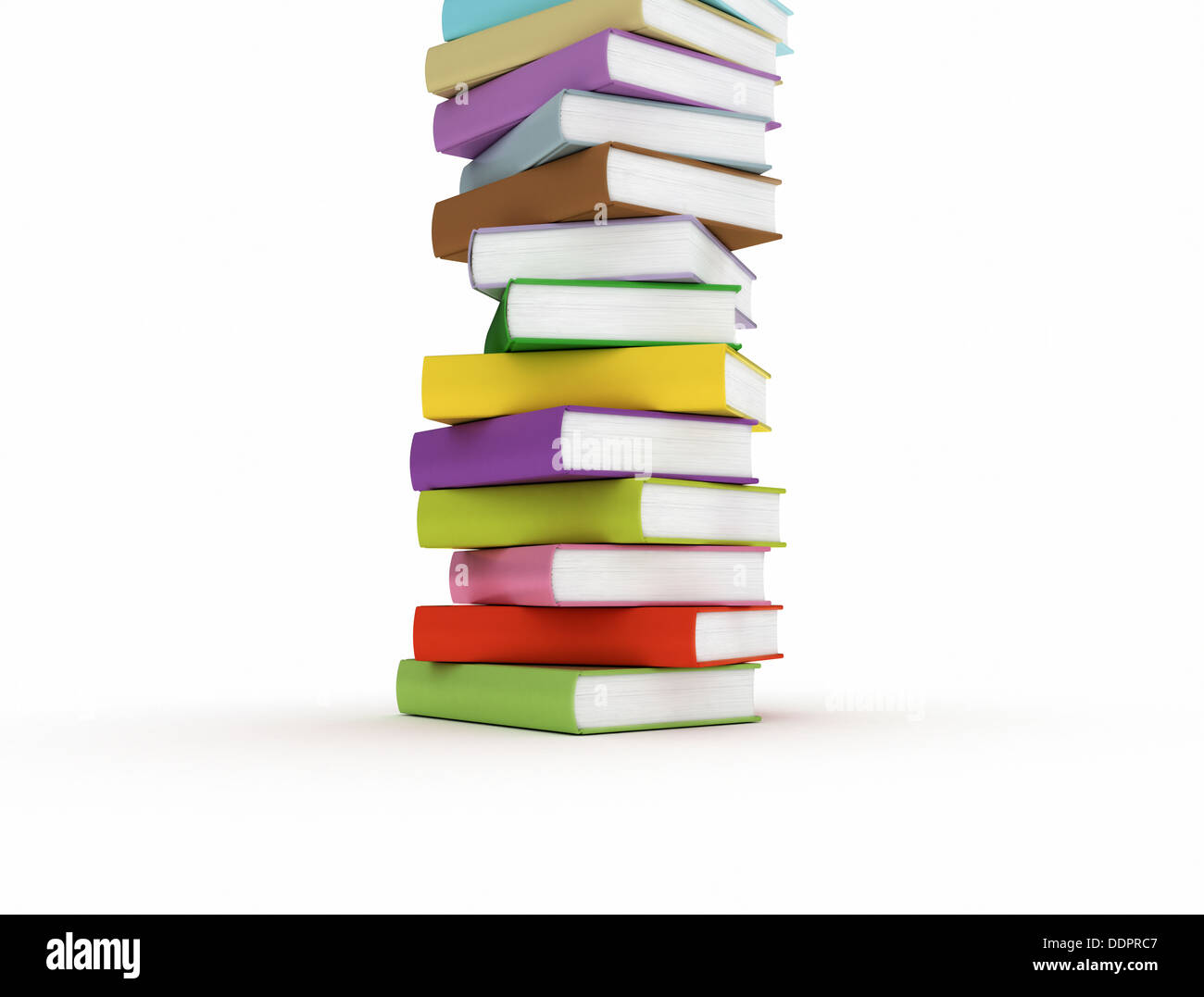 Stacked multi color books on white background Stock Photo - Alamy