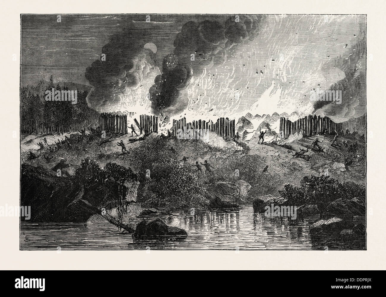 ATTACK ON PEQUOT FORT, UNITED STATES OF AMERICA, US, USA, 1870s ...