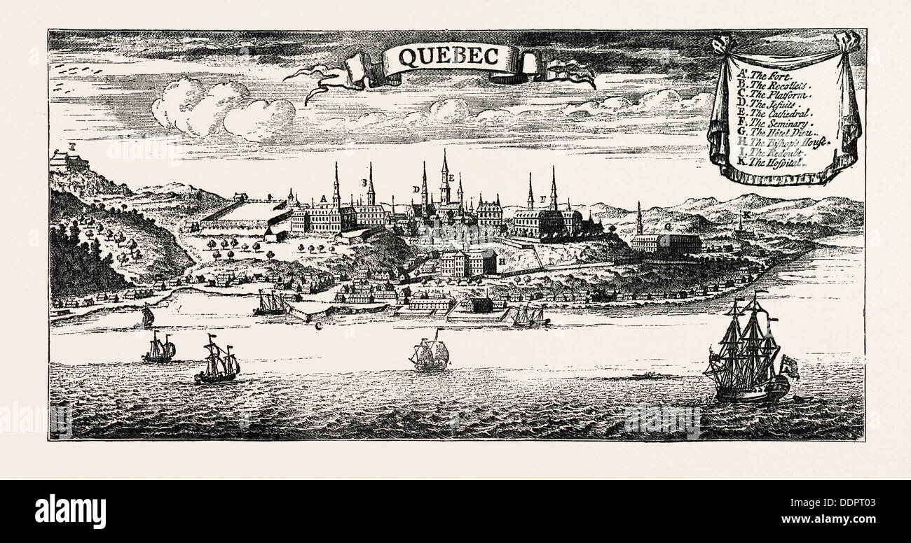 OLD VIEW OF QUEBEC, from Popple' s American Atlas, 1730, CANADA, 1870s ...
