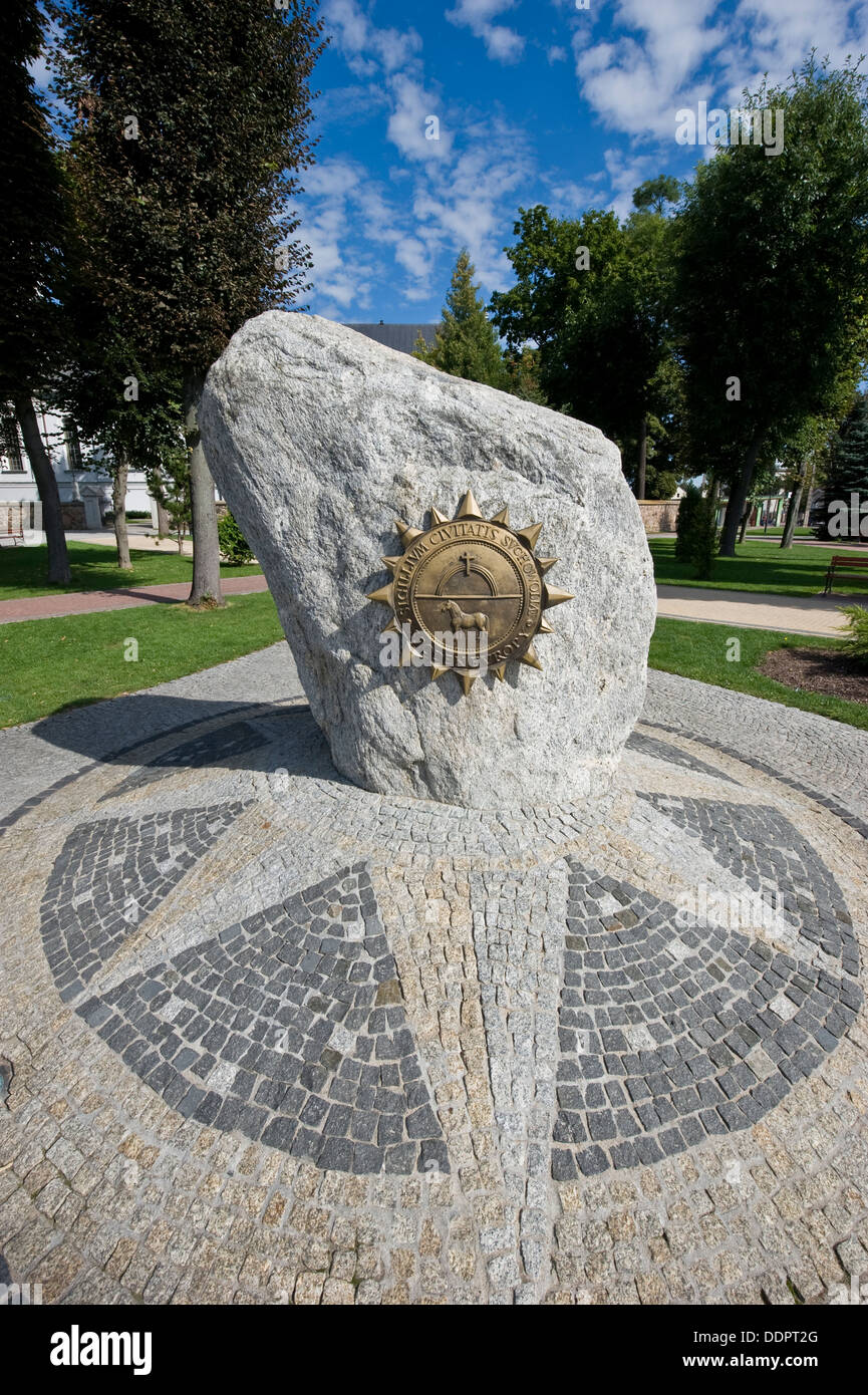 A stone monument indicating the geographical centre of Europe located ...
