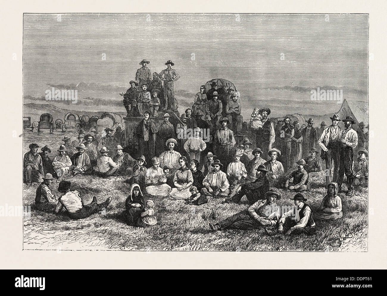 AN ENCAMPMENT OF MORMON CONVERTS IN THE DESERT, NORTH AMERICA, US, USA ...