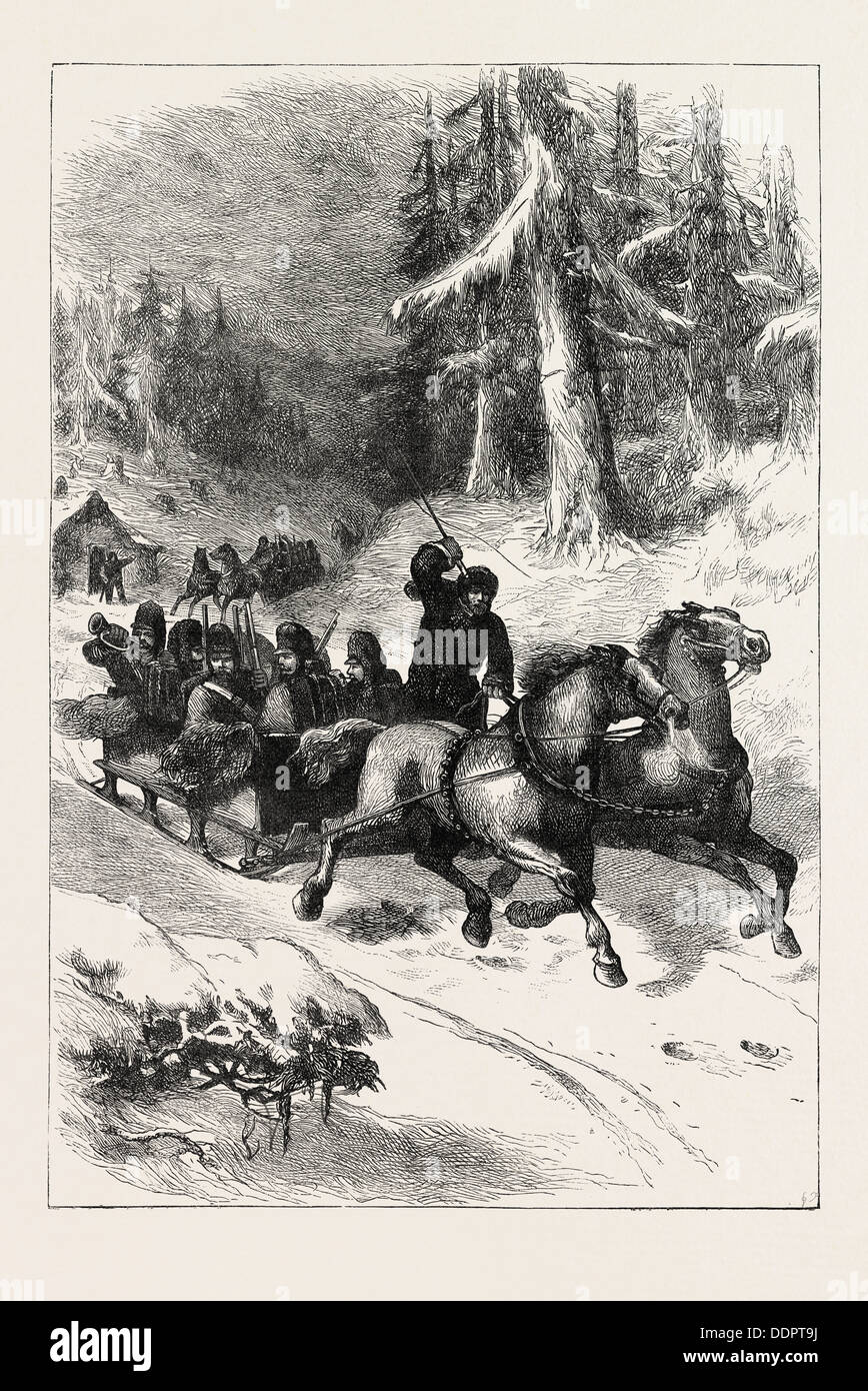 BRITISH TROOPS CONVEYED THROUGH CANADA, 1870s engraving Stock Photo - Alamy