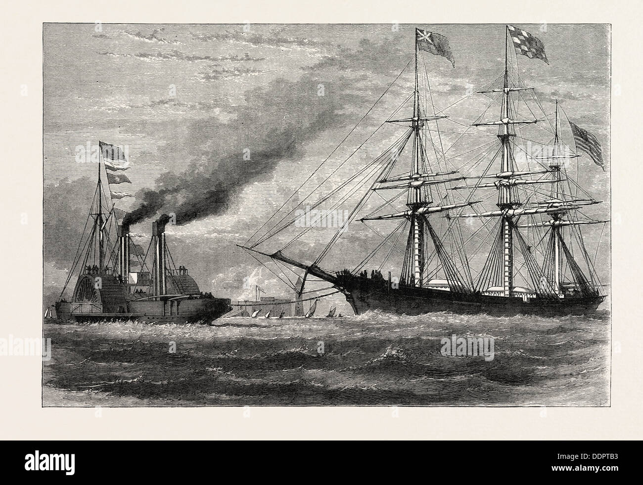 THE GEORGE GRISWOLD ENTERING THE MERSEY, US, USA, 1870s engraving Stock ...