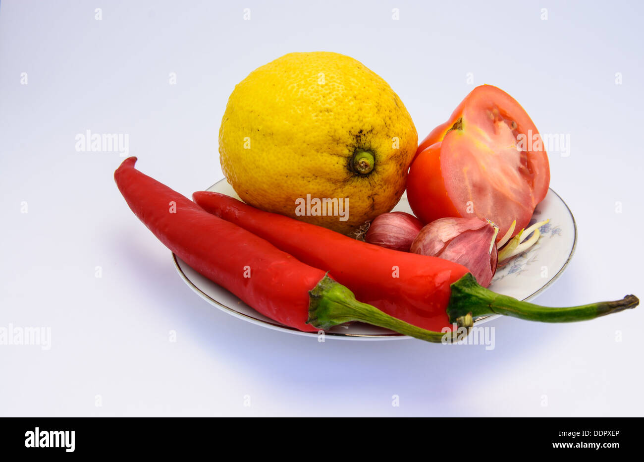 Combination of fresh ingredient on the white background Stock Photo - Alamy