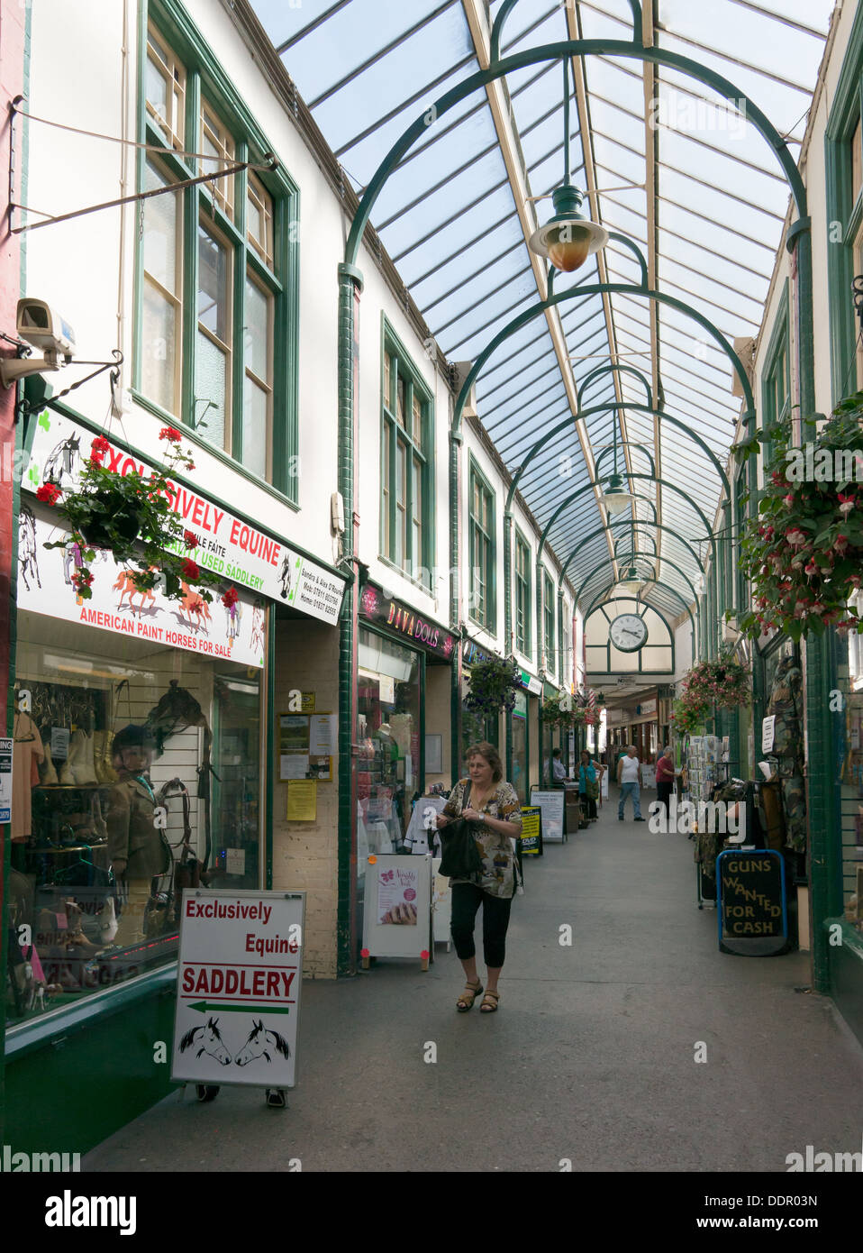 Inside the Victorian arcade in Okehampton, Devon, England, UK Stock ...