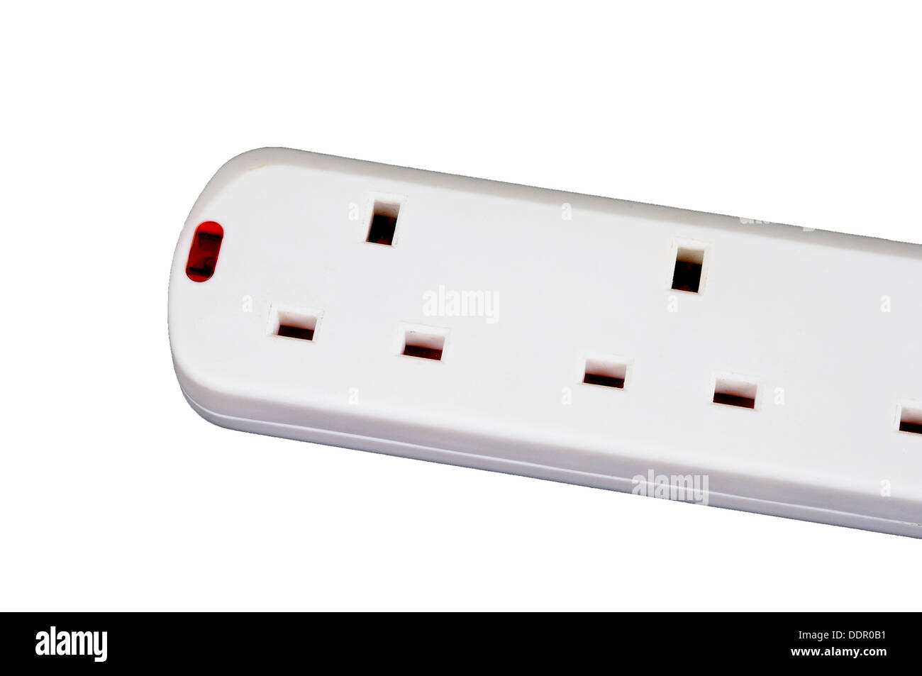 Multiple English mains socket block against a white background Stock ...