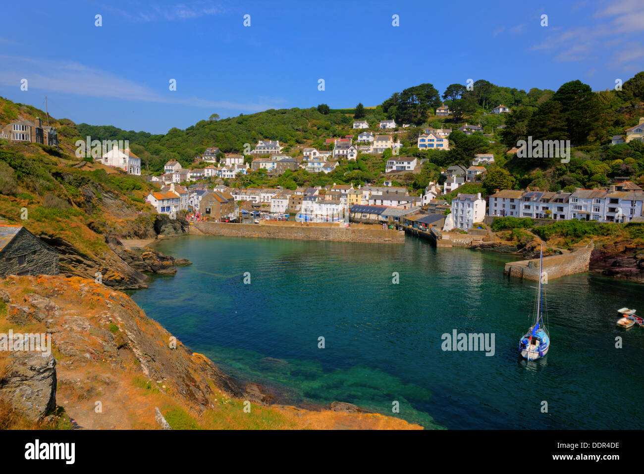 Polperro harbour Cornwall England a beautiful Cornish fishing village ...