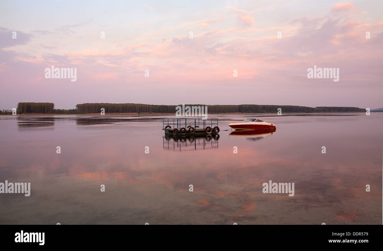 Dunay river on sunrise. The border between Bulgaria and Romania Stock ...