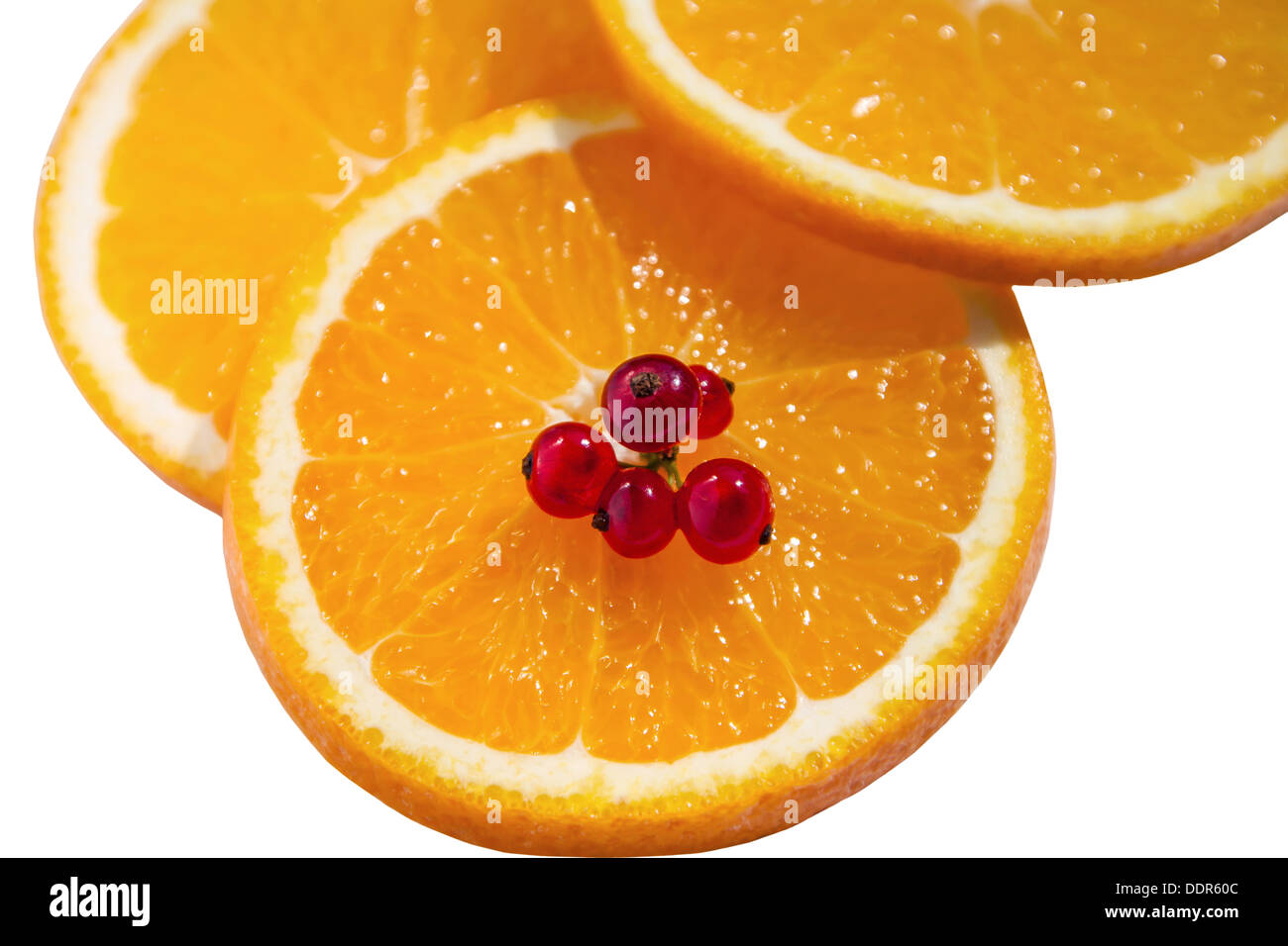 Red currant and orange isolated on white Stock Photo - Alamy