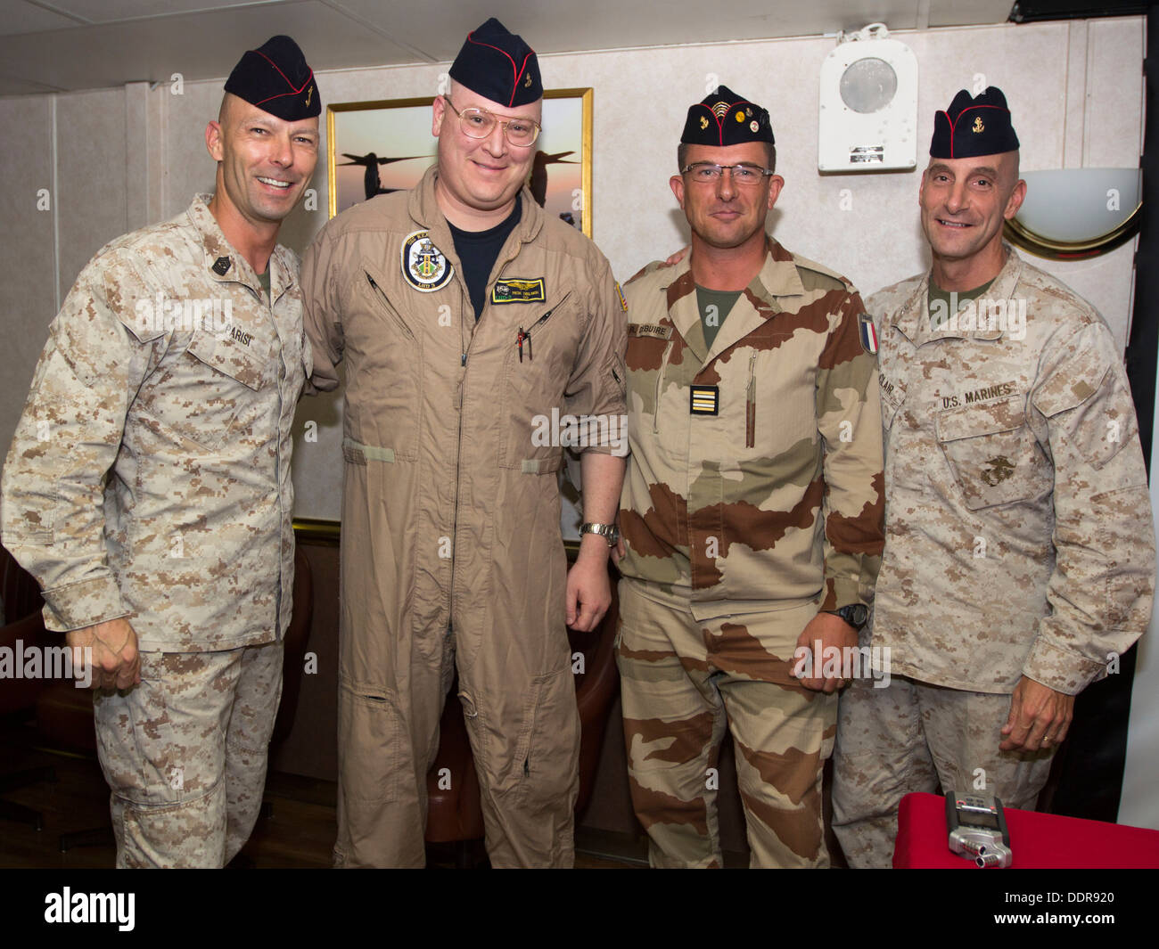 U S Marines And Sailors Pose During A Commemoration Ceremony For The