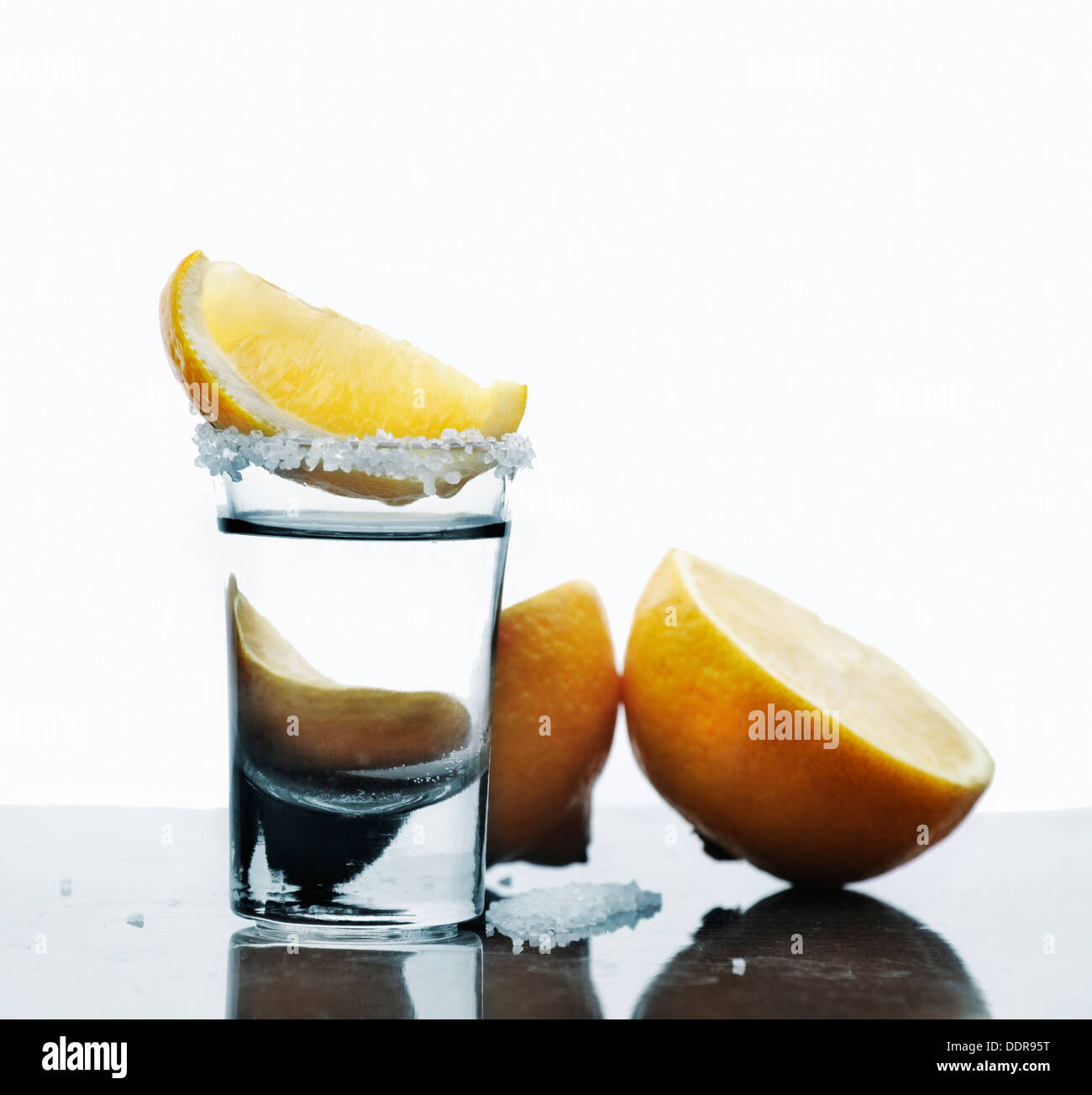 Tequila shot with lemon slice and salt Stock Photo - Alamy