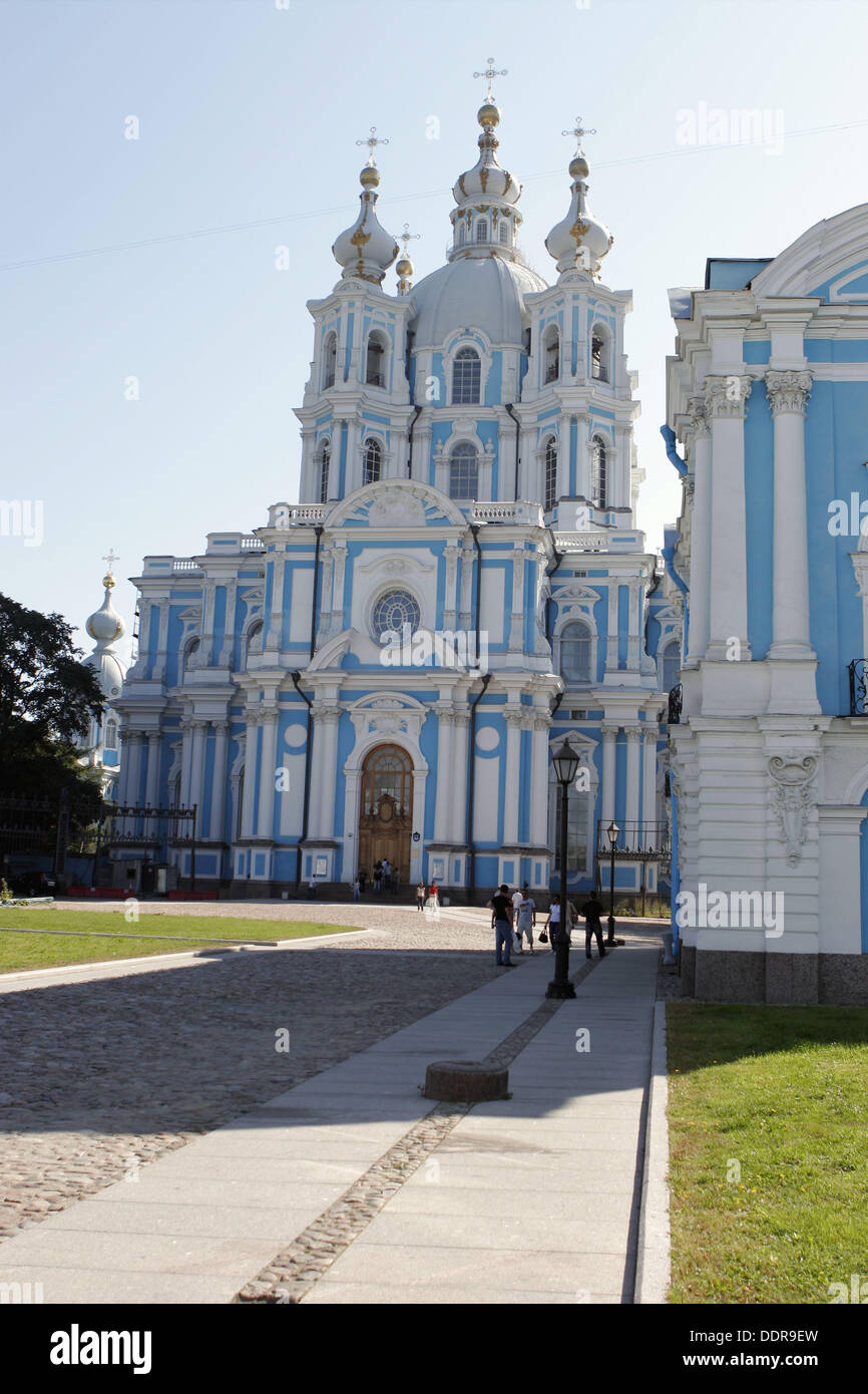 The Smolny Baroque monastery and church, St. Petersburg. Russia Stock ...