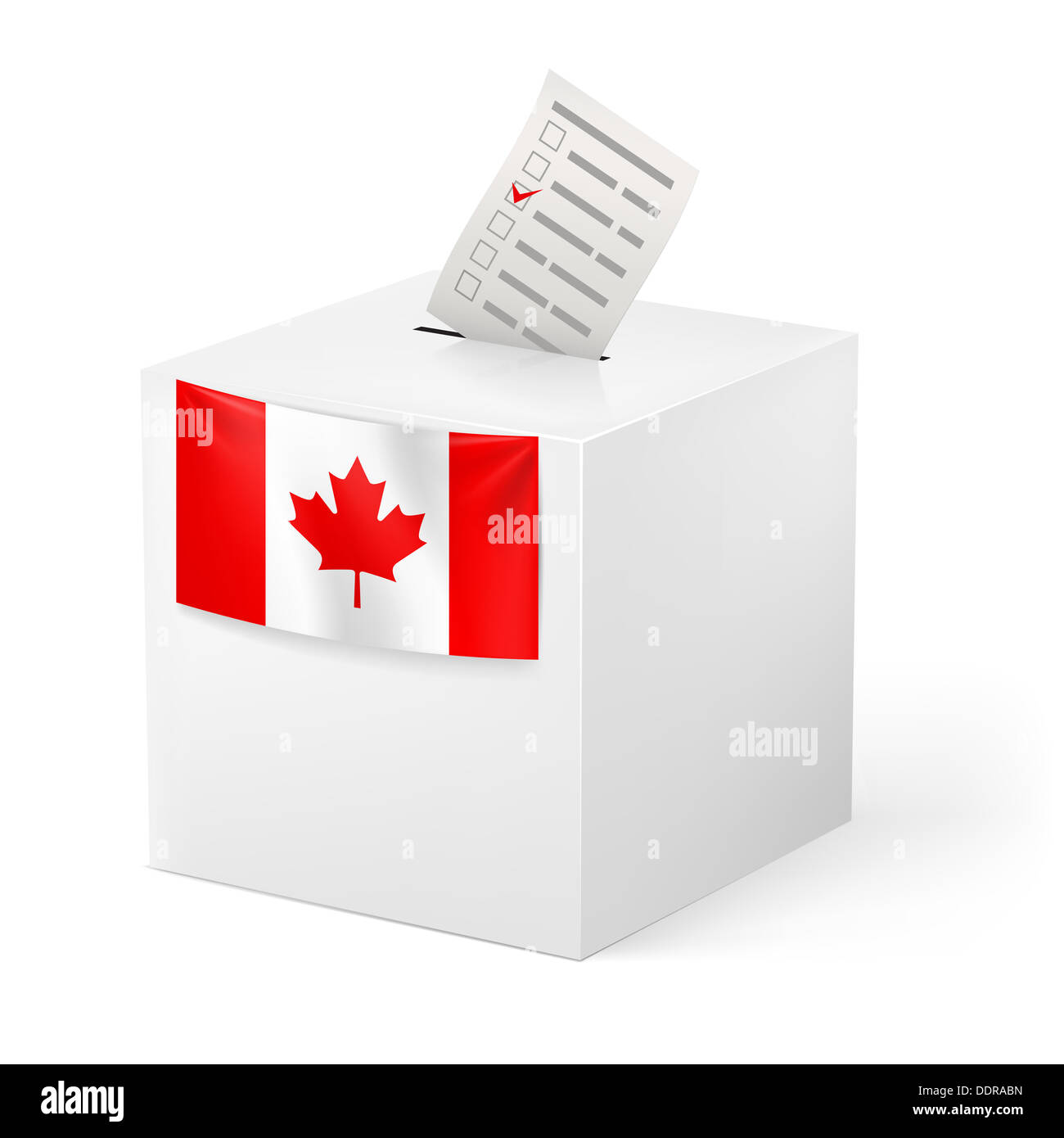 Election in Canada: ballot box with voicing paper isolated on white ...