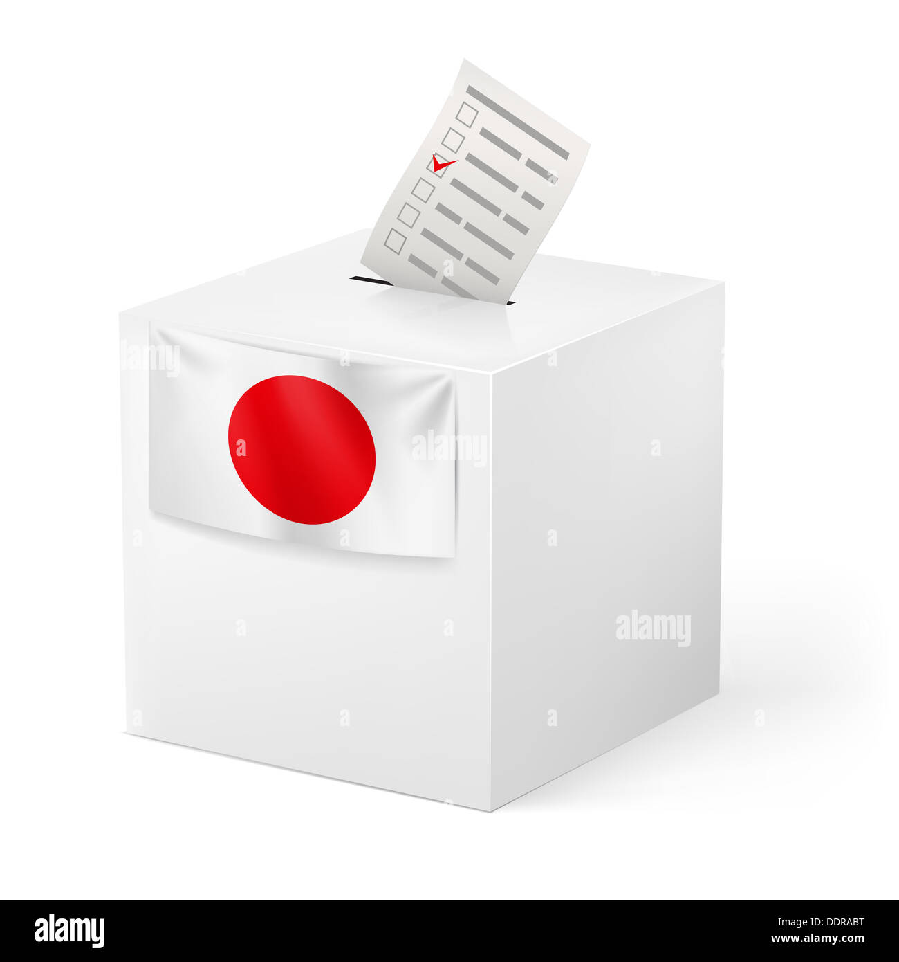 Election in Japan: ballot box with voicing paper isolated on white ...